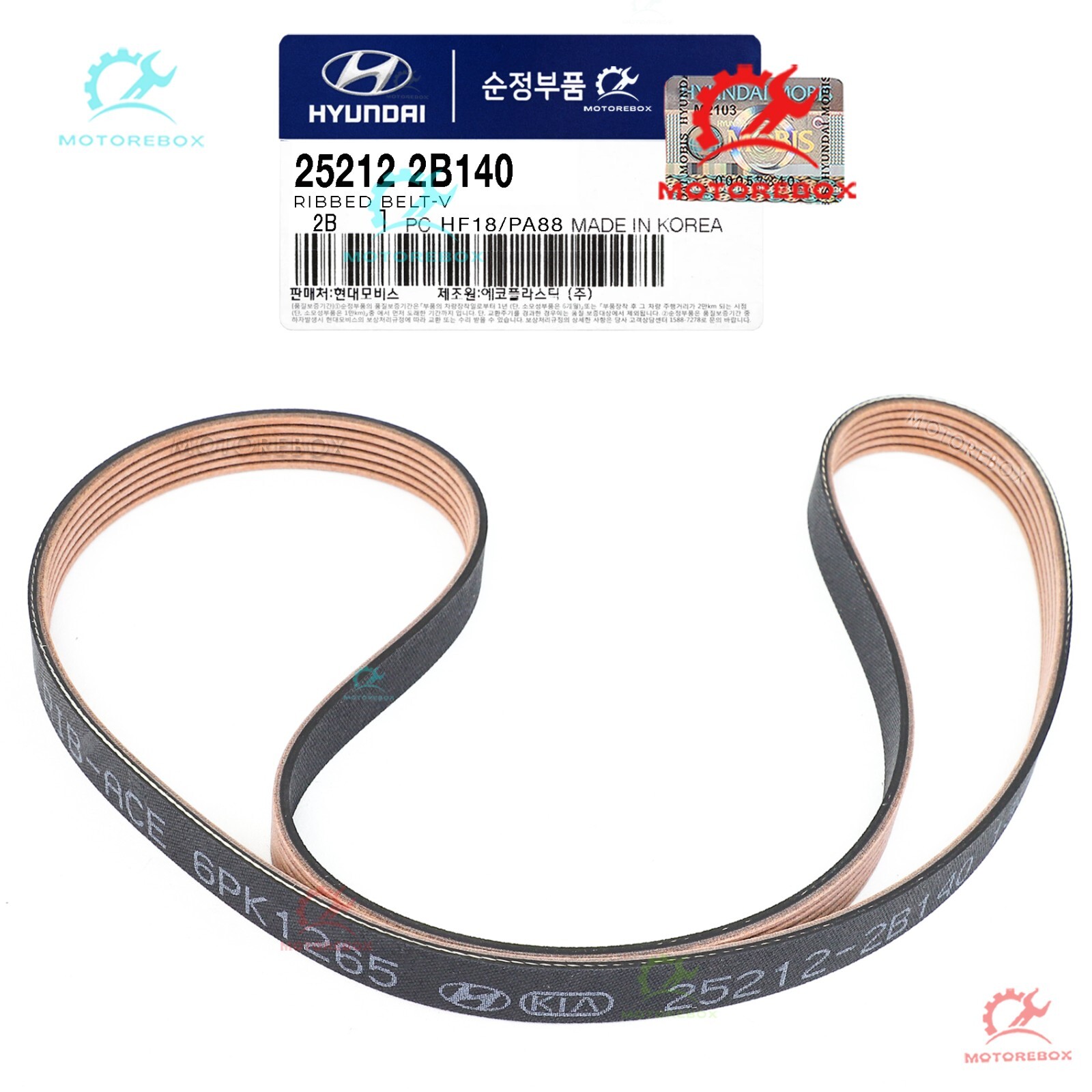 Genuine Serpentine Drive Belt V-Ribbed For 2012-20 Kia Hyundai 1.6L ...