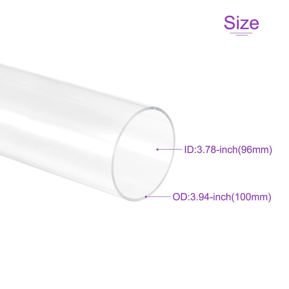 2pcs 96mm x 100mm 8" Clear Acrylic Pipe Rigid Plastic Tubing for ...