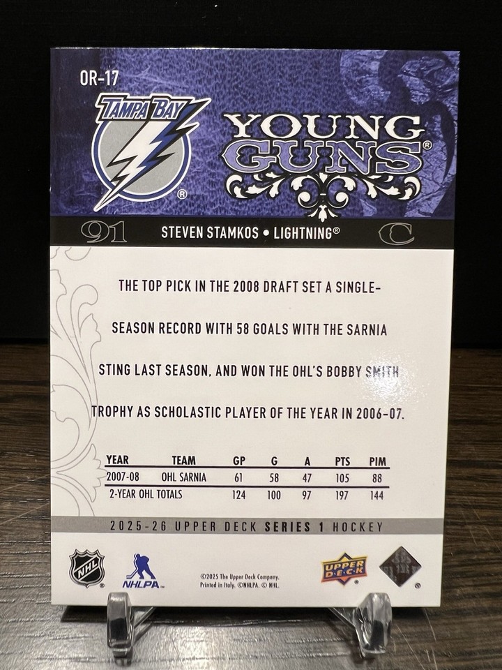Steven Stamkos 2025-26 Upper Deck Series 1 Outburst Retro Young Guns # ...