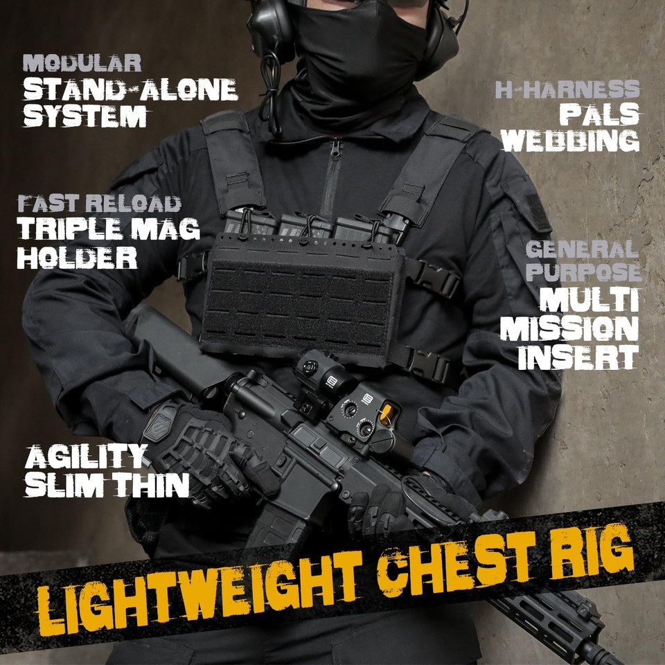 Tactical Pouches Chest Pack Modular with Triple Magazine Insert, Molle ...