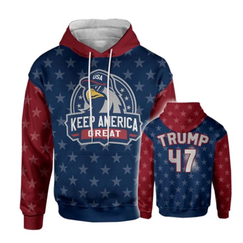 2024 US Team #47 Trump Hoodie Keep America Great Blue Custom Hip Hop ...