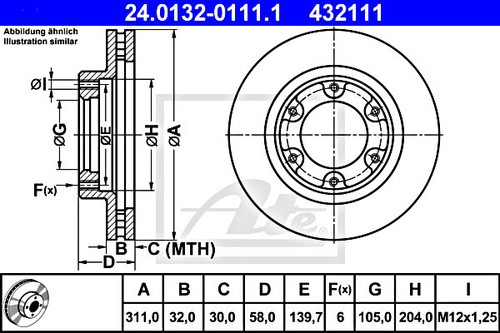 2x Brake Disc ATE Fits LEXUS TOYOTA Lx Land Cruiser 80 450 4WD 43512 ...