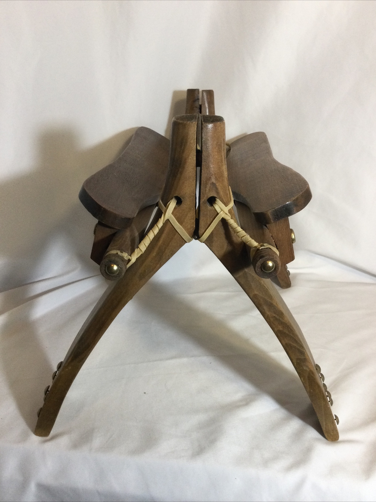 Vintage Used Wood Leather Footstool Ottoman Western Stool camel saddle ...