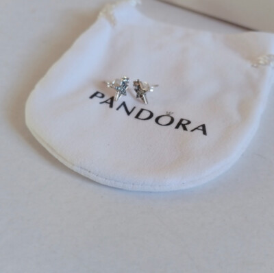 Brand New Genuine Pandora Sparkling Asymmetric Stars Stud CZ Earrings ...