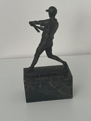 Bronze Sculpture baseball Player Figurine Bronze Batter Statue, Signed ...