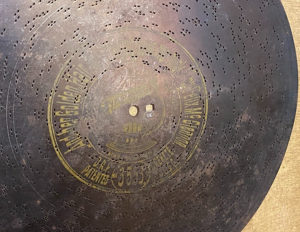 Antique Symphonion Music Box Disc Metal Record And Her Golden Hair was ...