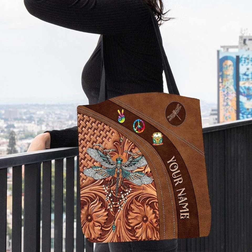 Personalized Dragonfly Hippie Tote Bag, Unique Dragon Lovers Handbag ...