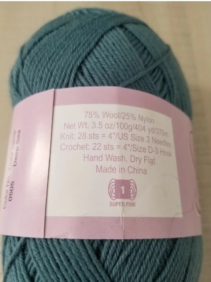 5th Avenue Toe-riffic wool blend sock yarn Deep Sea color 1 large skein ...