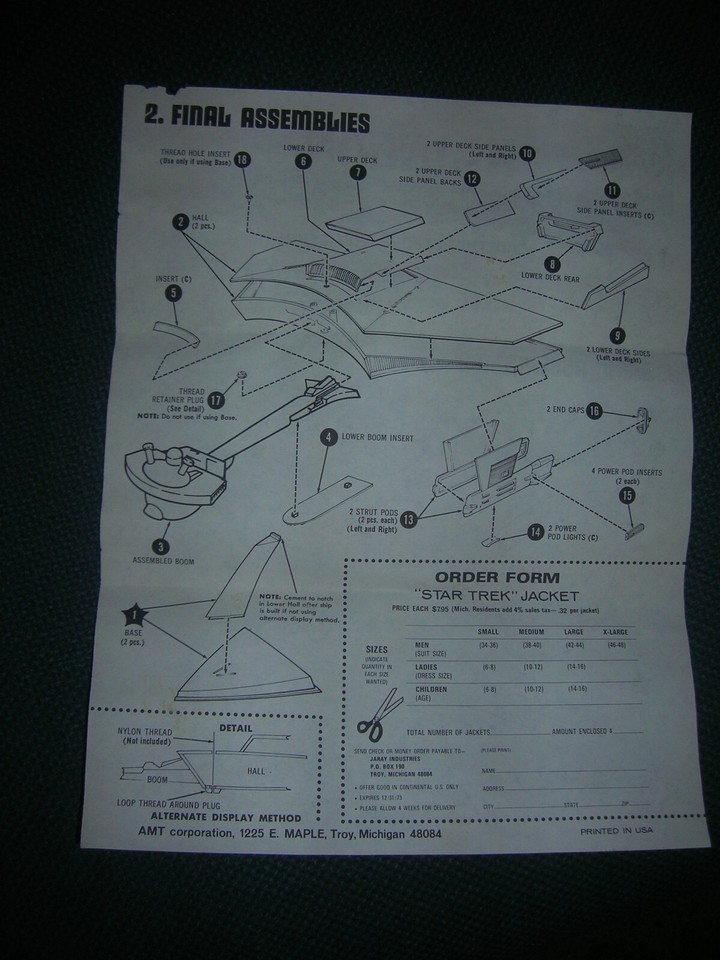 1968 AMT Star Trek Klingon Alien Battle Cruiser S952-250 Model Kit | eBay