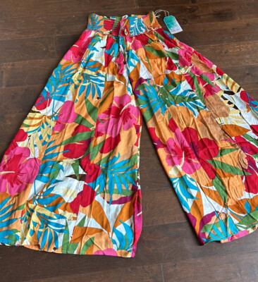 True Destinations Resort Wear Flare Pants Beach Coverup sz M New Floral ...