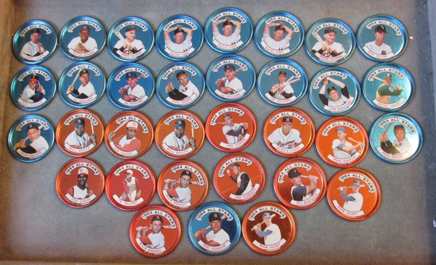 1964 Topps Baseball All -Star Coins Lot of 33 Excellent Condition! HOF ...