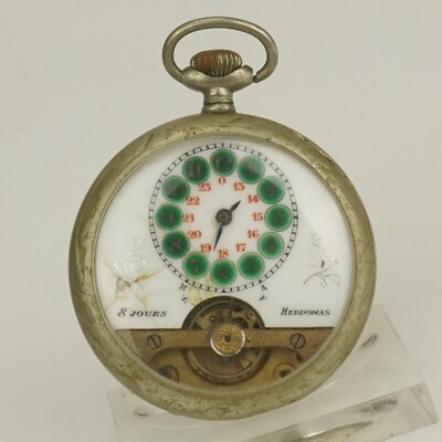 Rare! 8 Days HEBDOMAS Pocket Watch Men's no fusee duplex chronometer no ...