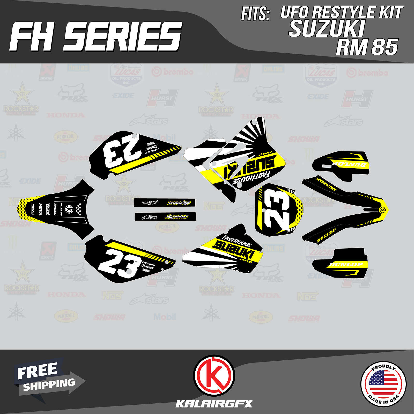 Graphics Kit for Suzuki RM85 (2001-2023) UFO RESTYLE FH-Yellow | eBay