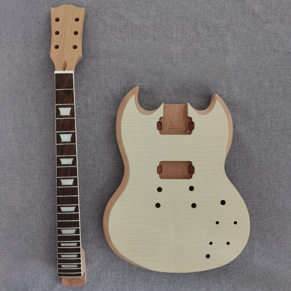 SG 6 String DIY Electric Guitar Kit Solid Mahogany Body Flamed Maple ...