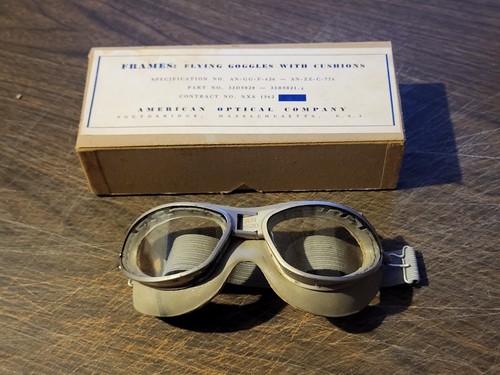WW2 US Army Navy AN6530 Flight Goggles w/ Box - Clear Lenses / Tube ...