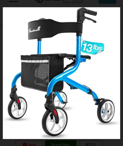 Super Lightweight Rollator for Seniors, Foldable Rolling Walker with ...