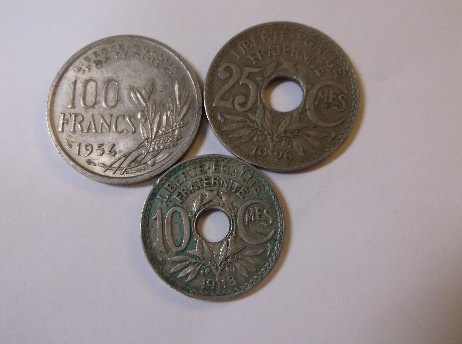 1918-100 Franc,1926-25 Cmes,1954-10 Cmes French Coin Lot 3 Coins | eBay
