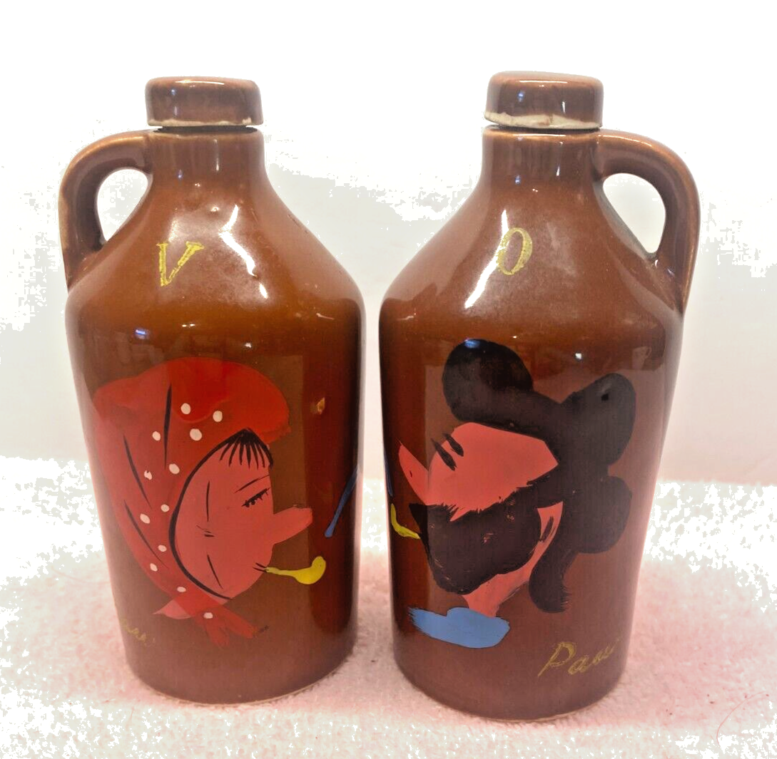 Vintage Vinegar oil Bottles smokin Maw and Paw Jug Hillbilly Brown Jugs ...