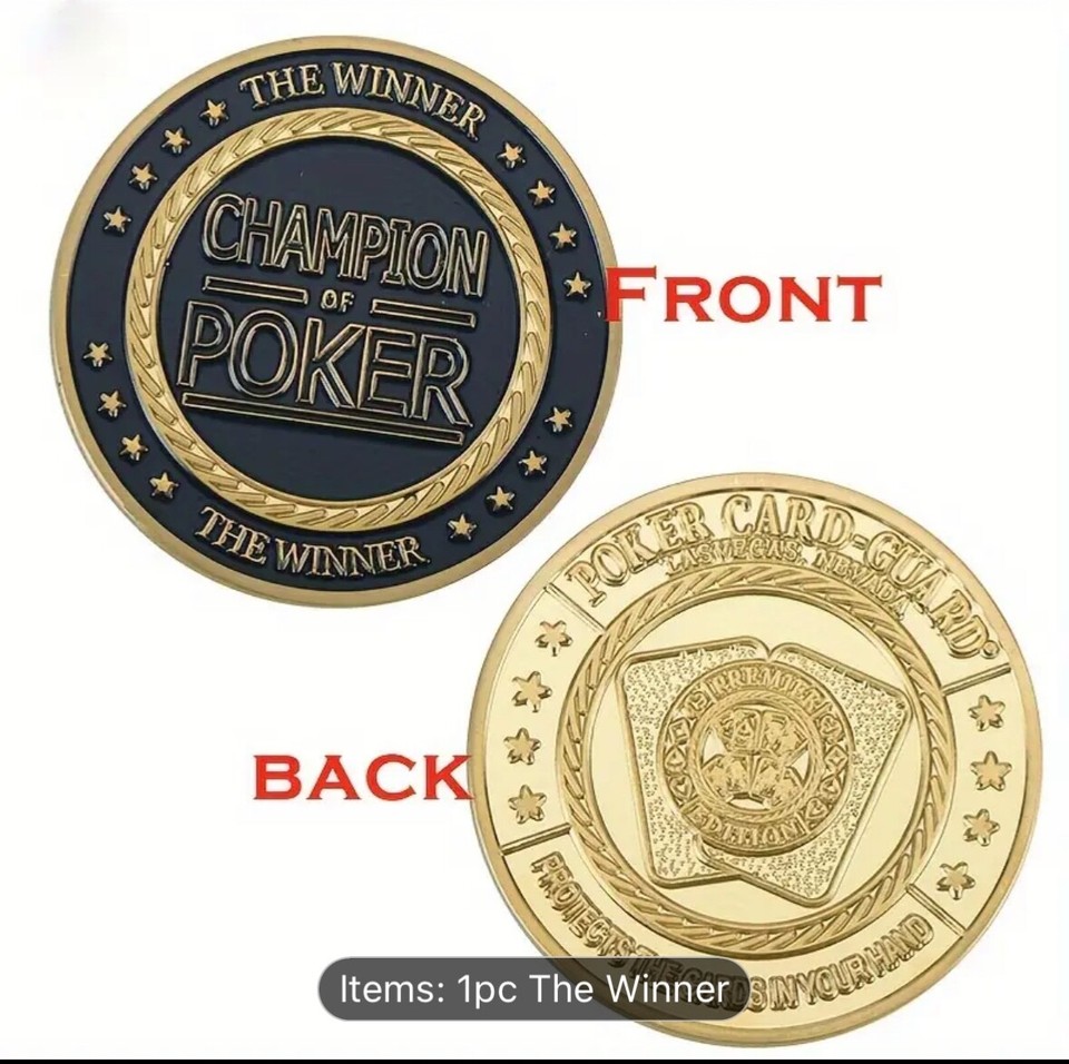 Champion Winner Poker Card Guard Hand Protector Casino Token Lucky Coin ...