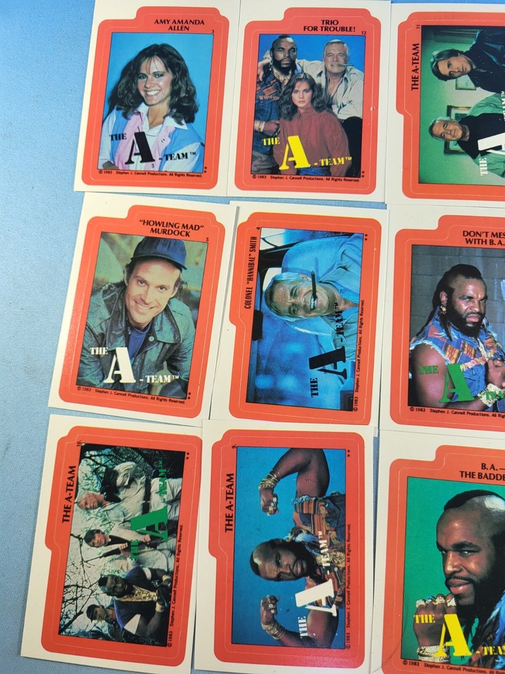 1983 TOPPS THE A-TEAM 12 CARD STICKER COMPLETE SET B.A. Mr. T Baracus ...