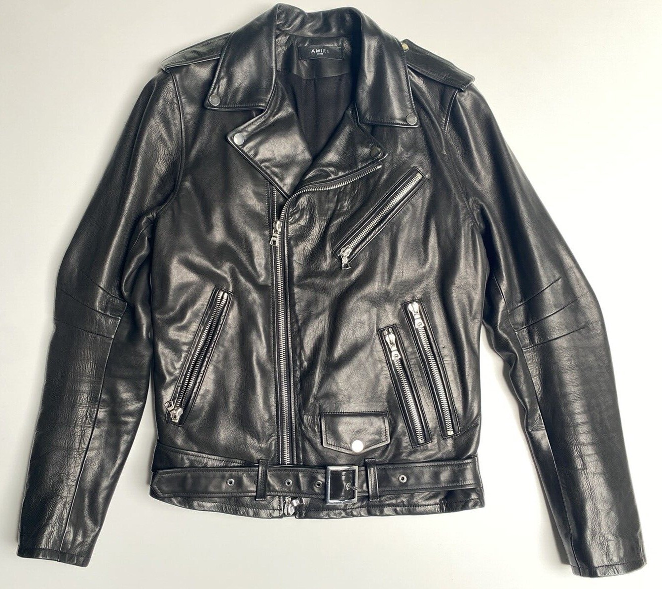 AMIRI MEN'S LEATHER PERFECTO BIKER JACKET SIZE LARGE … - Gem