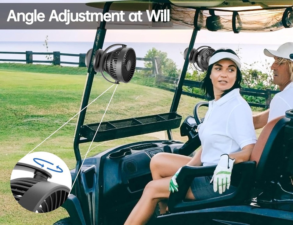Golf Cart Rechargeable Fan Compatible with EZGO Club Car Yamaha, Golf ...