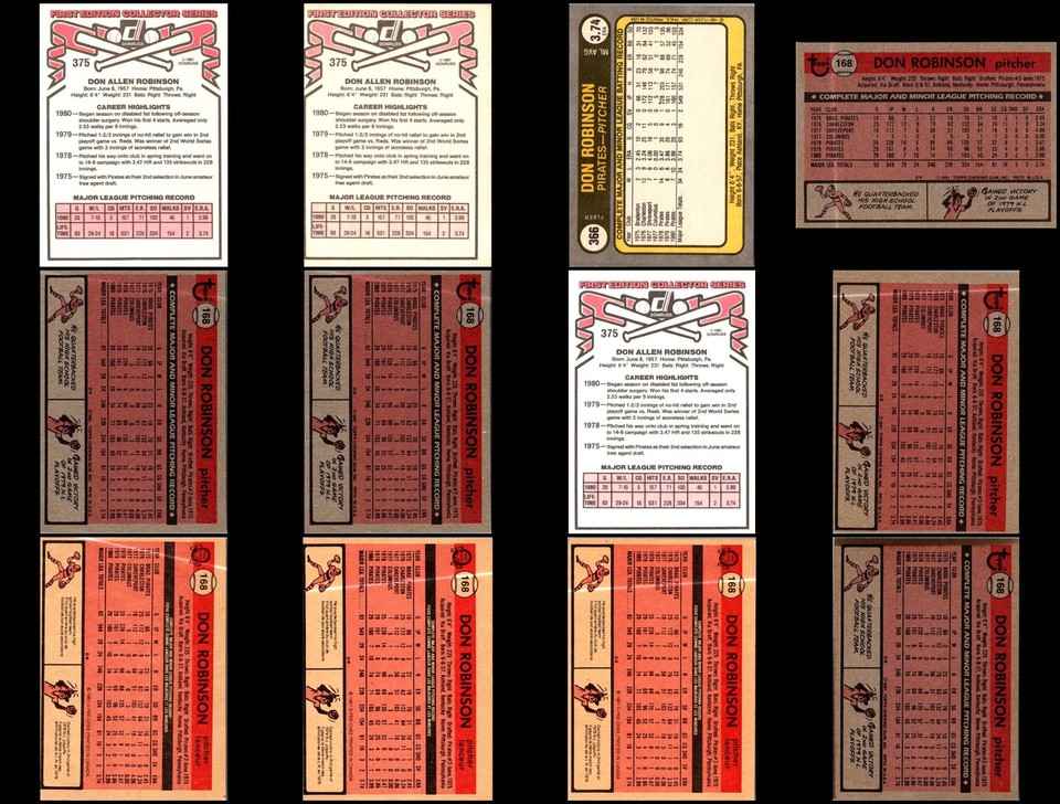 1981 Don Robinson (12) Card Lot - THE RAREST EDITION – FEW WILL EVER ...