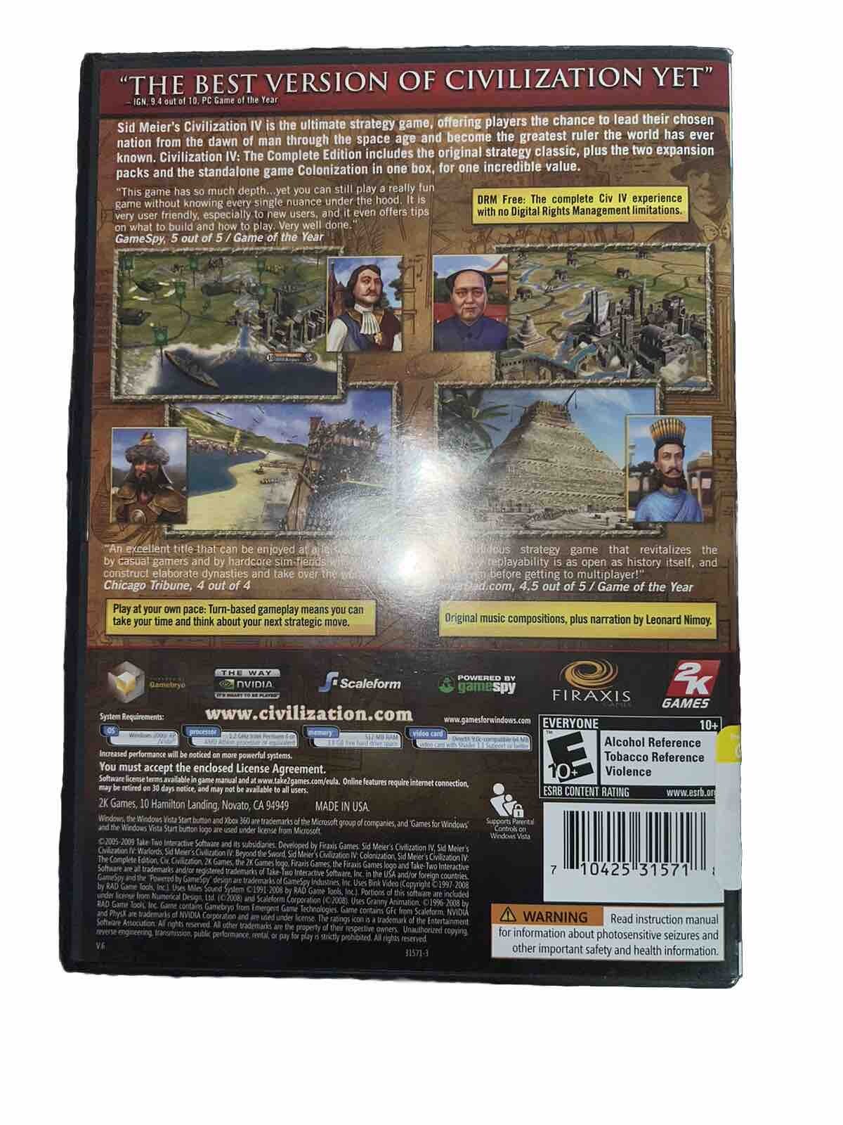 Sid Meier's Civilization IV: The Complete Edition (2009) PC DVD ...