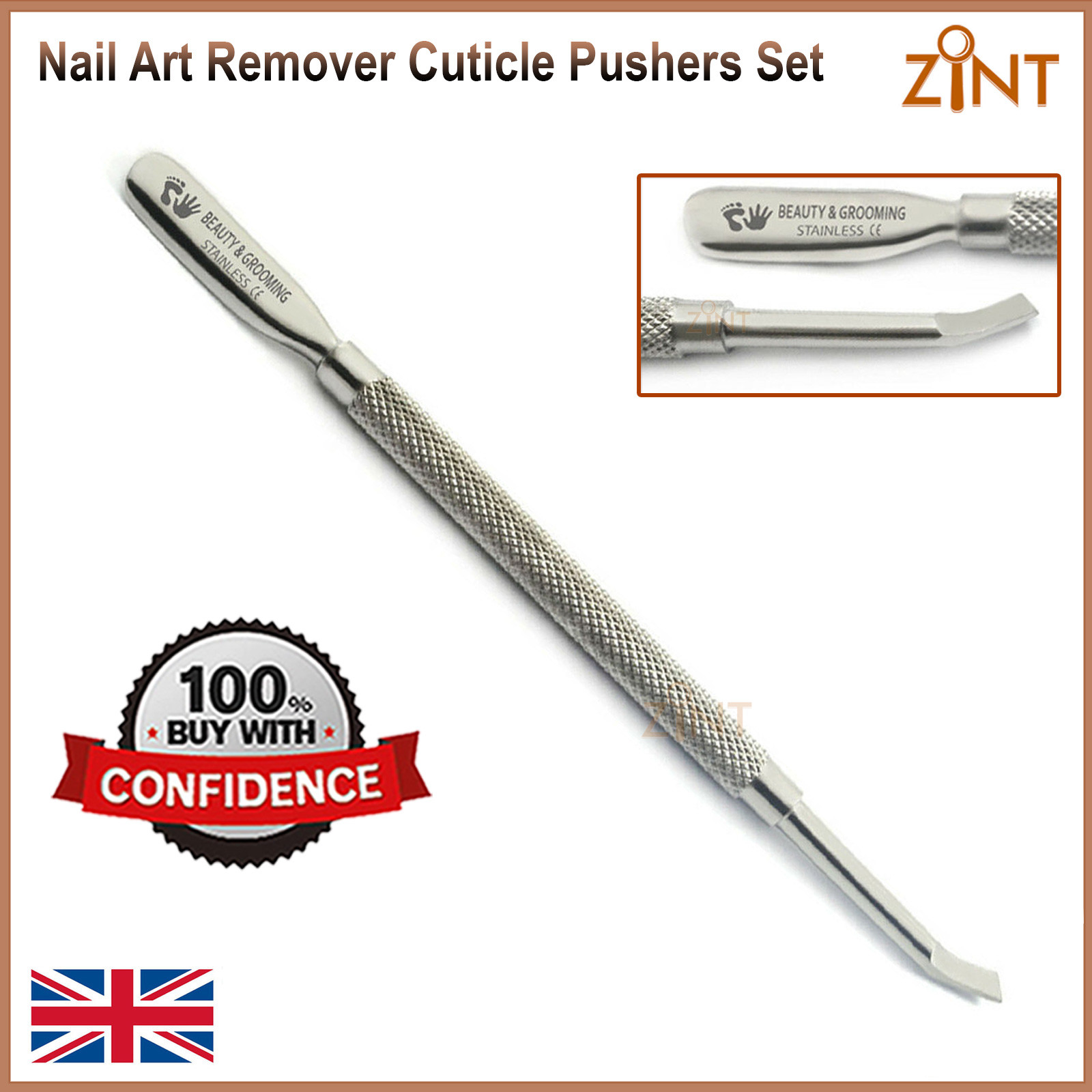 Pushers Cuticle Manicure Gel Polish Cleaners Dual Sided Stainless Steel ...