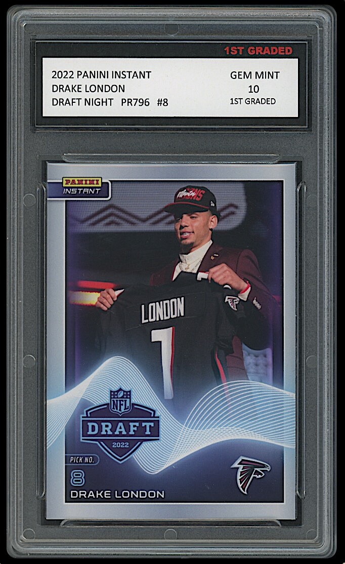 Drake London 2022 Panini Instant Nfl Draft Night 1st Graded 10 Rookie