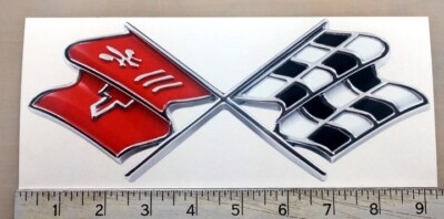 Chevy Cross Flags Sticker Decal 9" | Genuine OEM | United States