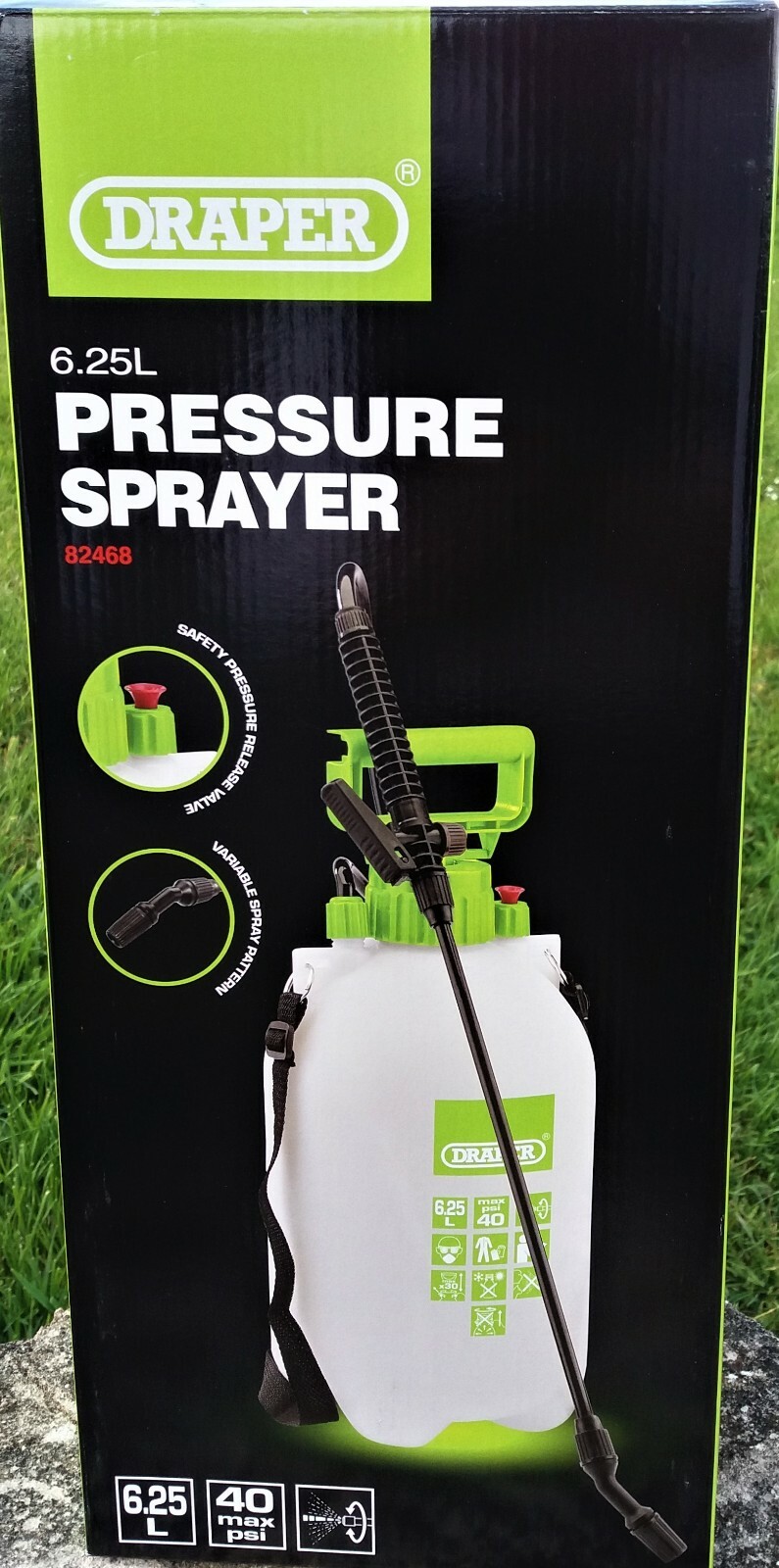 Draper Pressure Sprayer 6.25Ltr (6.25L) (82468) PS6.25/B Garden Sprayer ...