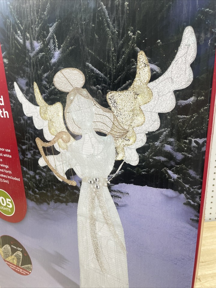 Winter Wonder Lane 5’ LED Animated Angel With Harp Christmas Decor ...