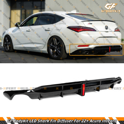 FOR 2023-2025 ACURA INTEGRA DE4 GF BODYKIT GLOSS BLACK LED REAR BUMPER ...