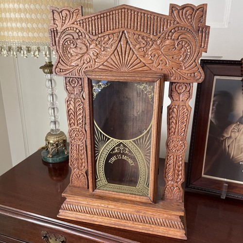 SESSIONS PARLOR CLOCK CASE “Time Is Money” RARE IMMACULATE! Oak | eBay