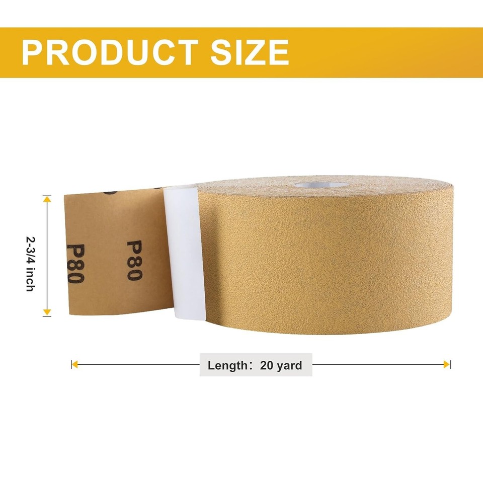 PSA Sandpaper Roll 80 Grit 2-3/4In X 20 Yards Self Adhesive Sticky Back ...