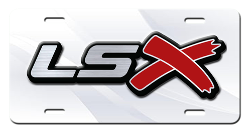 LSX LS X Aluminum License Plate Tag New Silver Black Red White | eBay