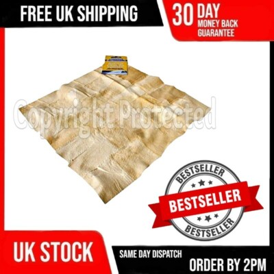 NATURAL REAL LEATHER CHAMOIS GENUINE CAR SHAMMY CHAMMY DRYING CLEANING ...