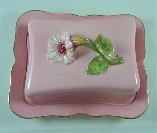 VINTAGE ESTATE ROYAL WINTON PINK PETUNIA CHEESE BUTTER DISH ST# 119451 ...