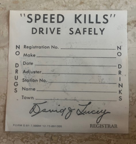 1974 Massachusetts Mass MA Unissued Spring Inspection Sticker | eBay