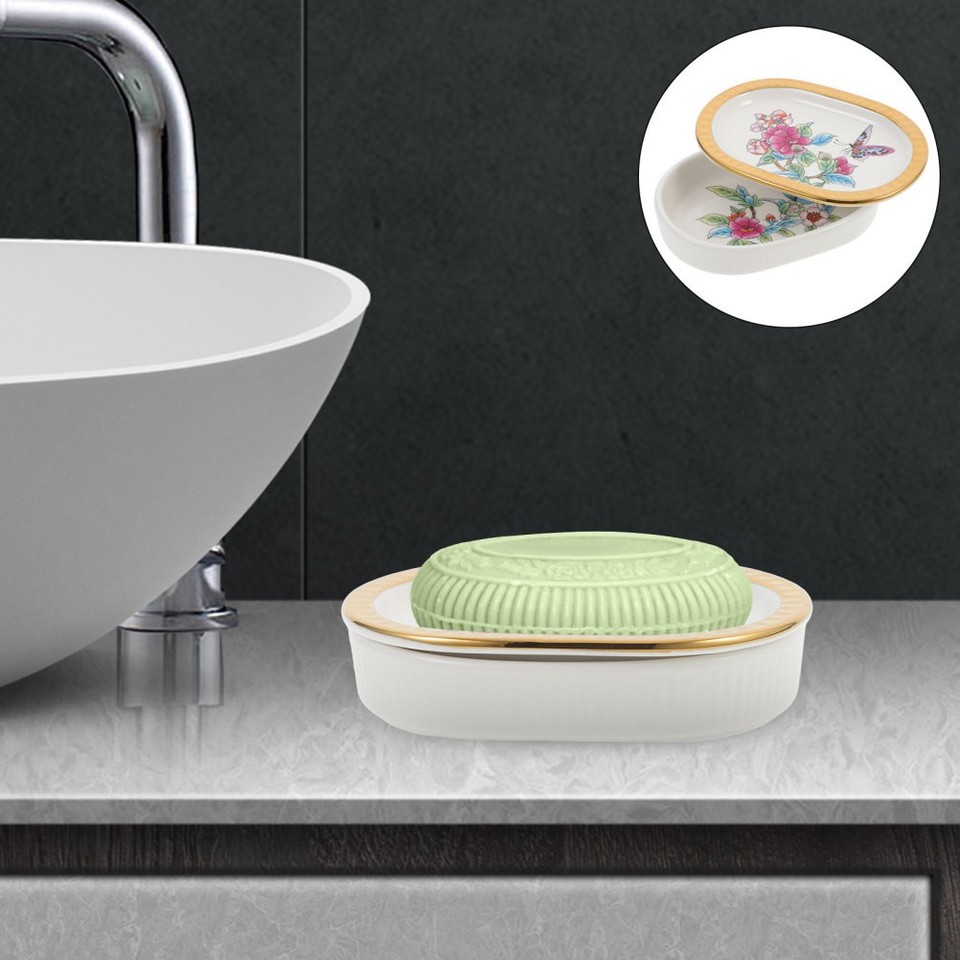 Ceramic Soap Box Soap Tray Soap Dish Toilet Soap Holder Decorative Bar ...