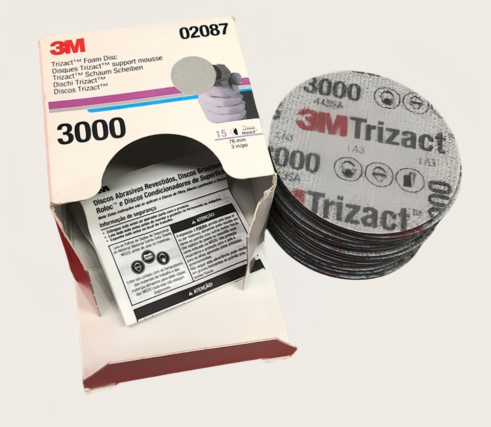 3M 02087 Trizact Hookit 3 Inch P3000 Grit Foam Disc Automotive 15Pcs ...