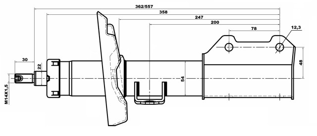 Shock Absorber Front Right Gas.Twin Tube Fits Opel 0345018, 13402939 ...