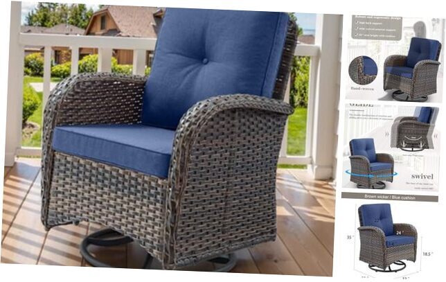2 in 1 Porch Glider Swivel 1 PC - Swivel Glider Brown Wicker - Blue ...