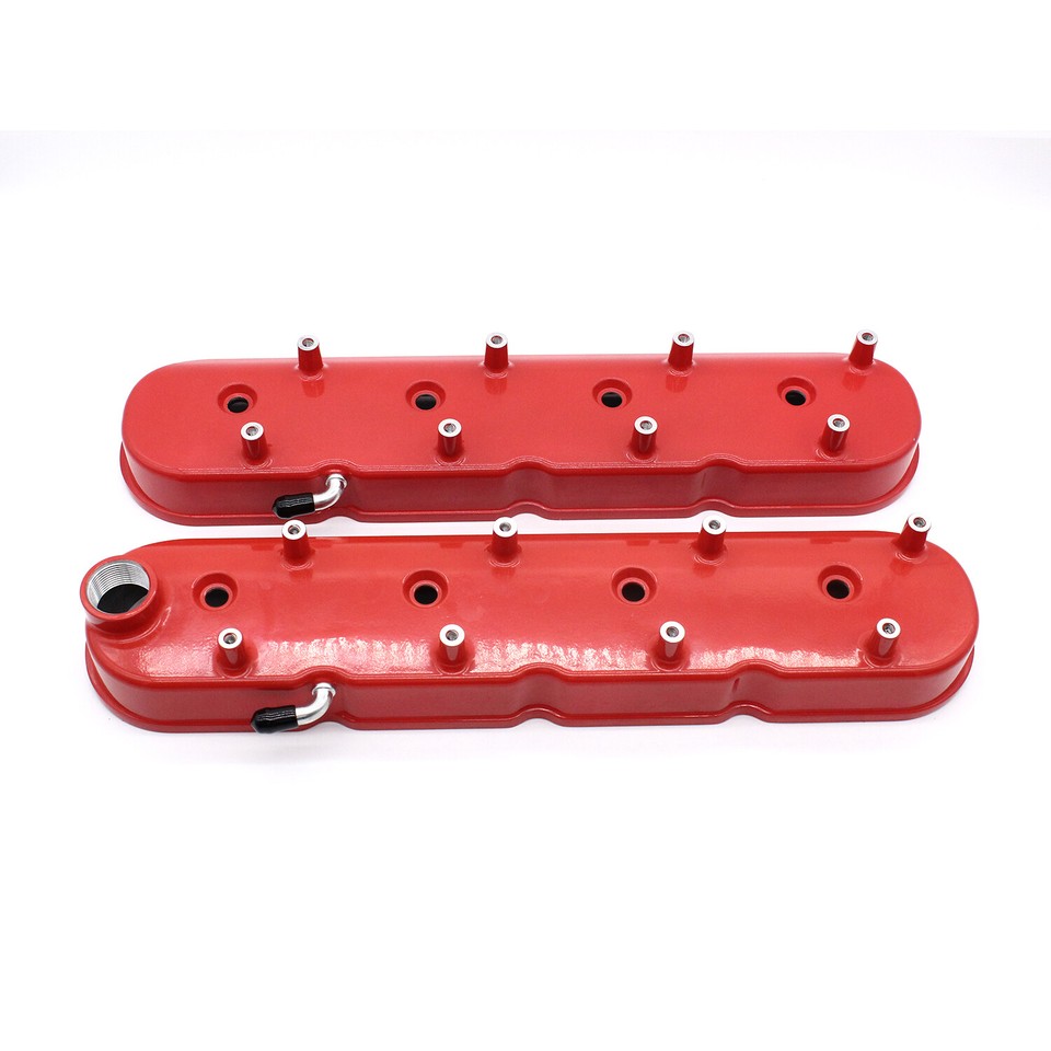 2PCS Aluminum Gloss Red Tall LS Valve Covers For Chevy LS1 LS2 LS3 LS6 ...
