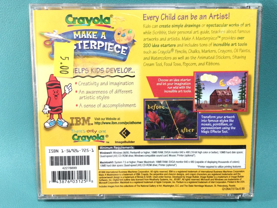 CRAYOLA - Make a Masterpiece (CD-ROM 1998 IBM) | eBay