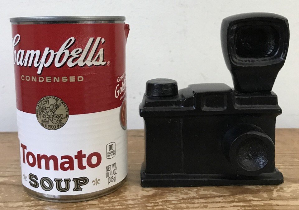 Vintage Black Solid Metal 35mm Film Camera w Flash Figurine Paperweight ...