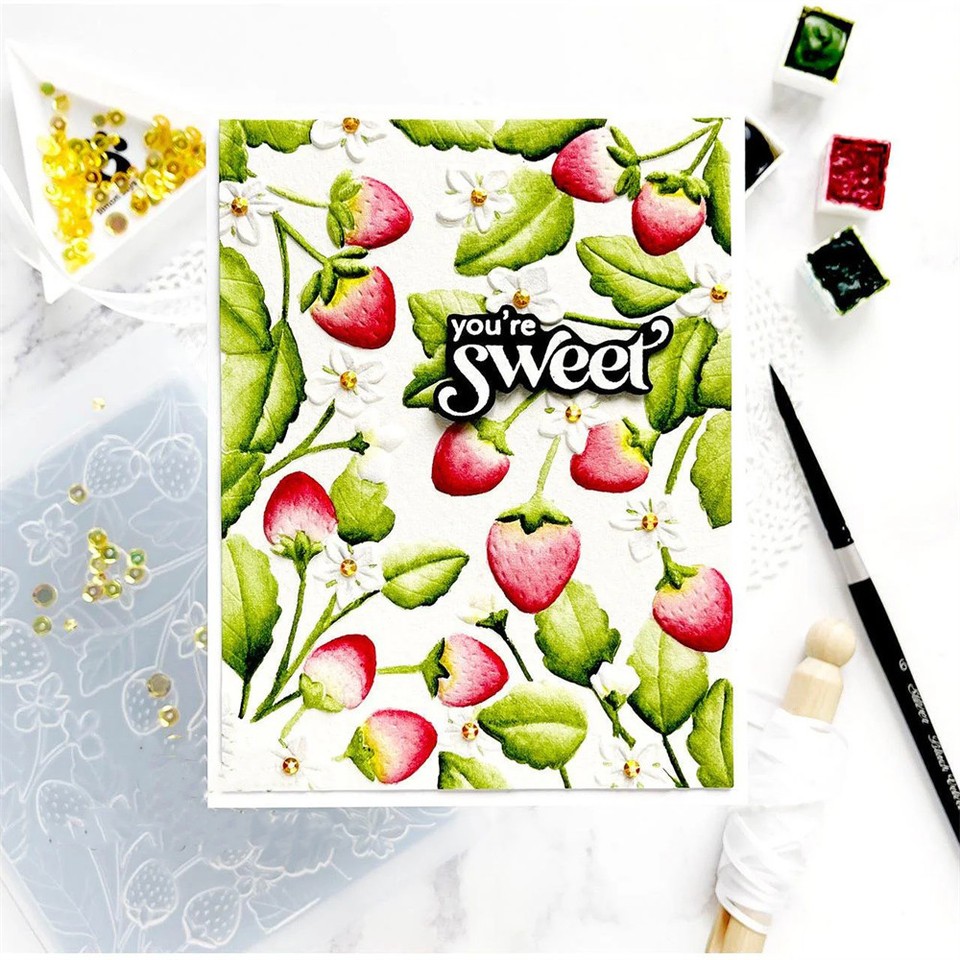 Strawberry Fields 3D Embossing Folder for DIY Scrapbook Embossing Cards ...