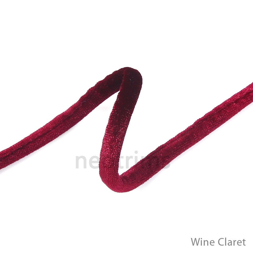 Velvet Cord Round Tubular Ribbon Rope Trimming, 7mm, Smooth Luxurious ...