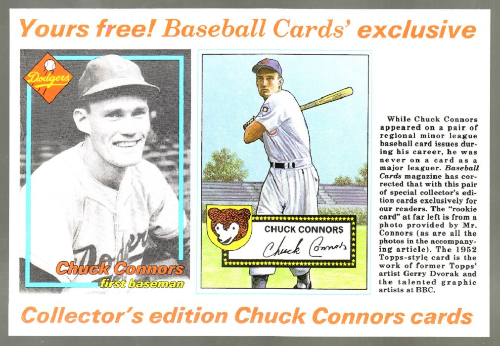 1985 CHUCK CONNORS BASEBALL CARD MAG PANEL#25 Dodgers #408 Cubs Rk3Rw2 ...